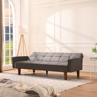 74.8" Collapsible Tufted Back Sofa, Sleeper Sofa, Recessed Arm Sofa ...
