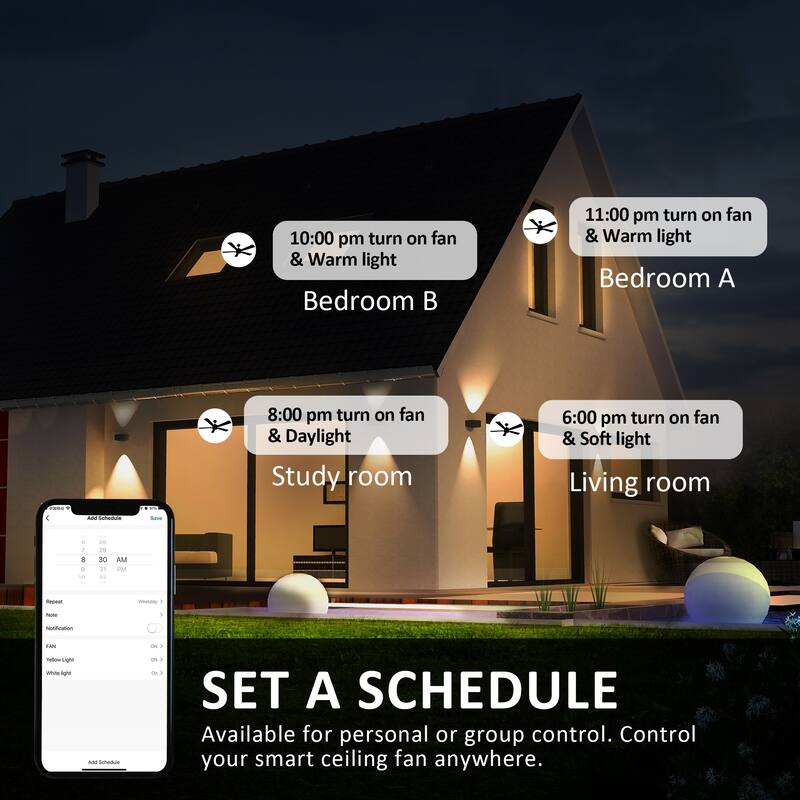 Elliott 56-inch Indoor/Outdoor Smart Ceiling Fan, Dimmable LED Light ...