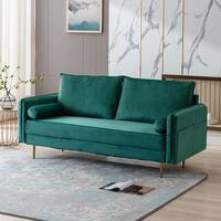 Modern Velvet Fabric Sofa Removable Back Loveseat Sofa with Side Pocket ...