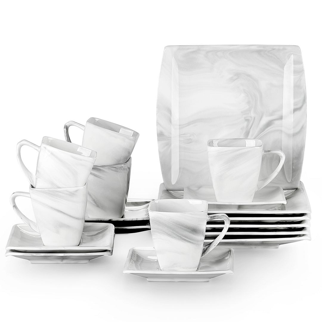 MALACASA Blance 30-Piece Square Dinnerware Set (Service for 6) - Bed ...