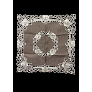 Cocoa Linen Embroidered Cutwork Square tablecloth, 36 inch Square Table ...