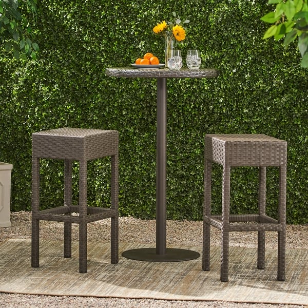 Fairfax Outdoor Brown Wicker Backless Counter Stool (Set of 2) by ...