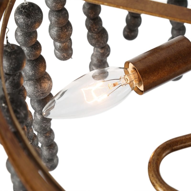 Genzi Boho Glam 3-light Brass Beads Semi-flush Mount Ceiling Light ...