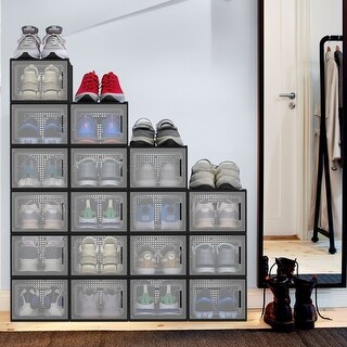 Moasis Stackable Shoe Storage Organizers, Large Size Plastic Shoe Box ...