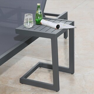 Aluminum Patio Snack Side Table C Shaped Outdoor End Table Outside ...