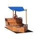 Outsunny Pirate Ship Sandbox with Cover and Rudder, Wooden Sandbox with ...