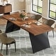 79" Long Dining Table with Walnut Wooden Top & Black Metal Base, Modern ...