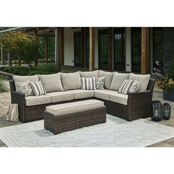 Signature Design by Ashley Brook Ranch Brown Outdoor Sofa Sectional ...