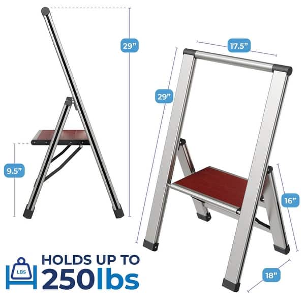 Step Ladder 1 Step Folding, Decorative - Beautiful Mahogany & Silver ...