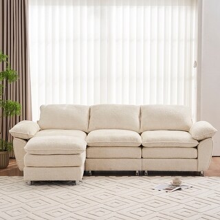 Deep 3-Seater Sofa with Ottoman, Perfect for Living Room Relaxation ...