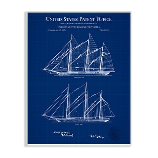Stupell Blue Ship Boat Diagram Detailed Blueprint Patent Design Wood ...