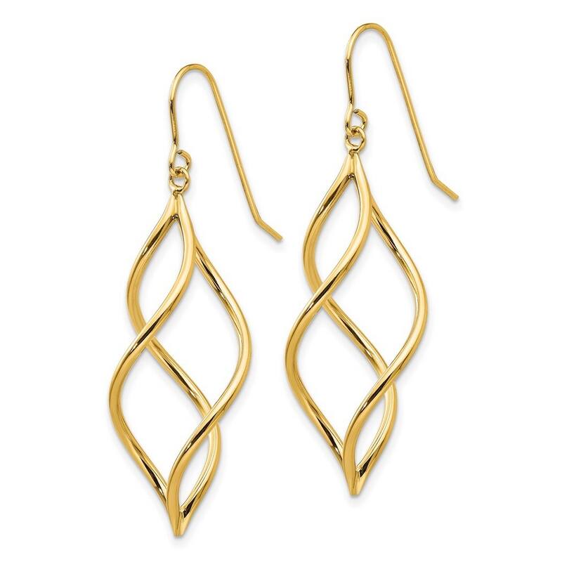 Curata 14k Yellow Gold Polished Big Infinity Swirl Dangle Hook Earrings ...