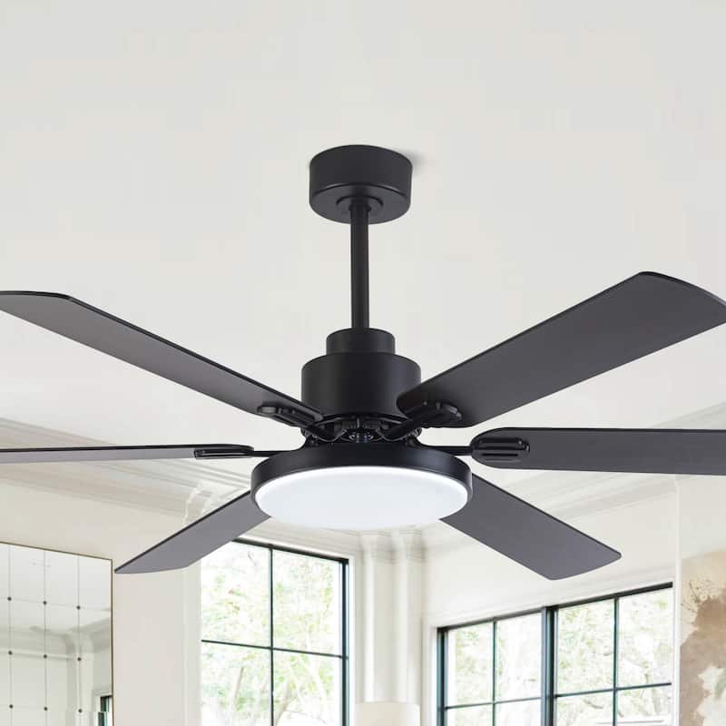 60-in Modern 6-Blade Dimmable LED Ceiling Fan with Light and Remote ...