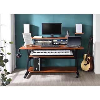 Industrial Style Willow Music Desk with Speaker Shelves and Keyboard ...