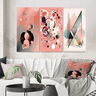 Designart "Pink Minimalism Transient Grace II" Minimalism Wall Art Set ...