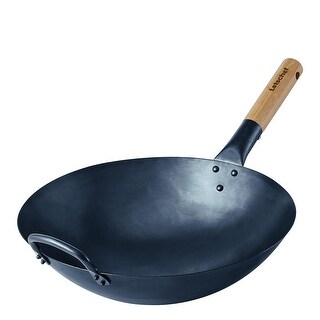 Preseasoned Carbon Steel Wok 14 Inches Hand Hammered Chinese ...