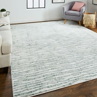 Halton Contemporary Abstract Accent Rug, Gray/Iceberg Green - Bed Bath ...