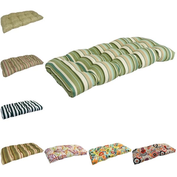 42-inch Rounded Back Tufted Outdoor Loveseat/Bench Cushion - Bed Bath ...