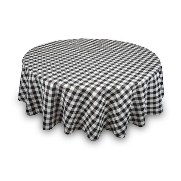 "Picnic Check" Black 70 inch Round PEVA flannel backed tablecloth - 70 ...