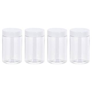 Round Plastic Jars with White Screw Top Lid, 4Pcs - Bed Bath & Beyond ...