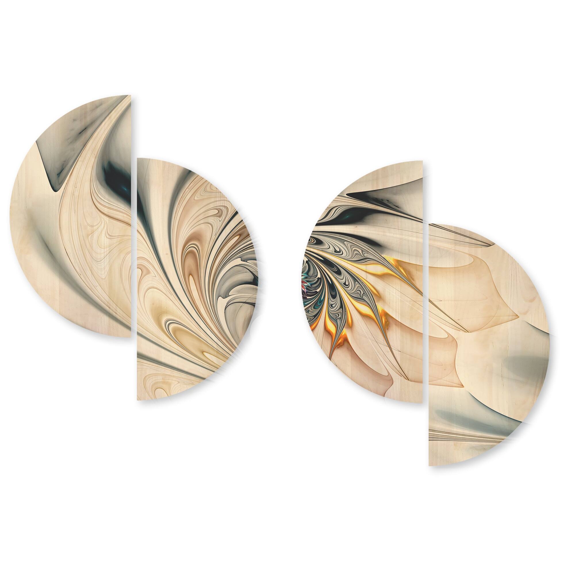 Designart White Stained Glass Floral Art Floral Wood Wall Art Set Of
