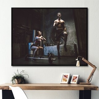 Designart "Bodybuilding Workout" Aerobic & Bodybuilding Framed Wall Art ...