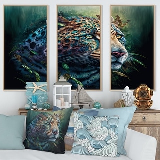 Designart "Jungle Leopard In The Wild" Animals Leopard Framed Canvas ...