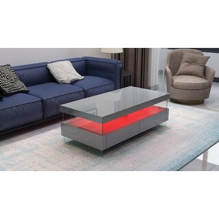 Modern & Contemporary Built in LED Coffee Table Made with Wood & Glossy ...