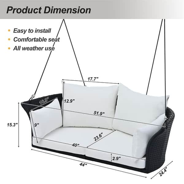 Merax 2-Person Hanging Seat, Rattan Woven Swing Chair, Porch Swing With Ropes - Bed Bath ...