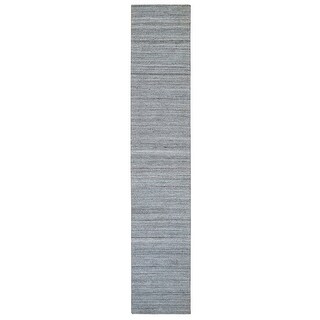 Shahbanu Rugs Arsenic Gray Pure Wool Hand Loomed Modern Striae Design ...