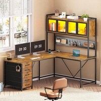 L Shaped Gaming Desk Computer Desk Pegboard 5 Drawers Storage Shelf ...