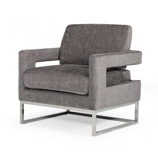 Stylish Dark Grey Velvet And Steel Chair - 35" x 34" x 29" - Bed Bath ...
