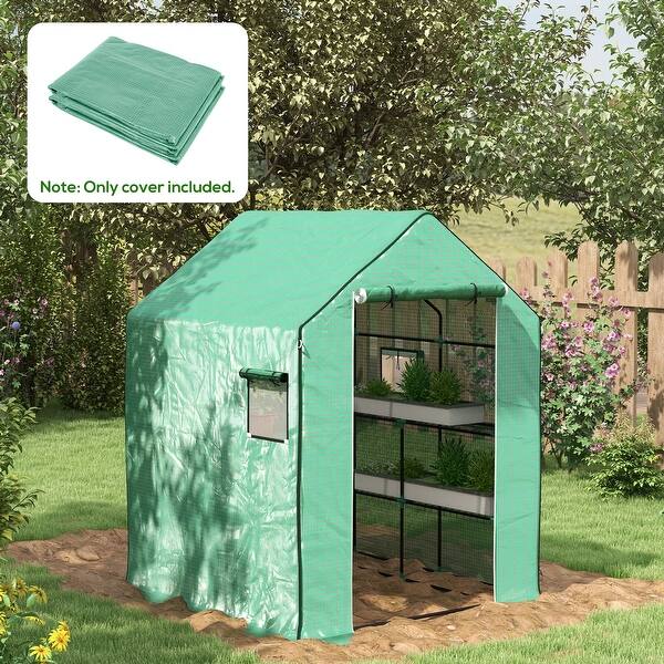 Walk-in Greenhouse Roll-up Door and Mesh Windows PE Hot House Cover ...