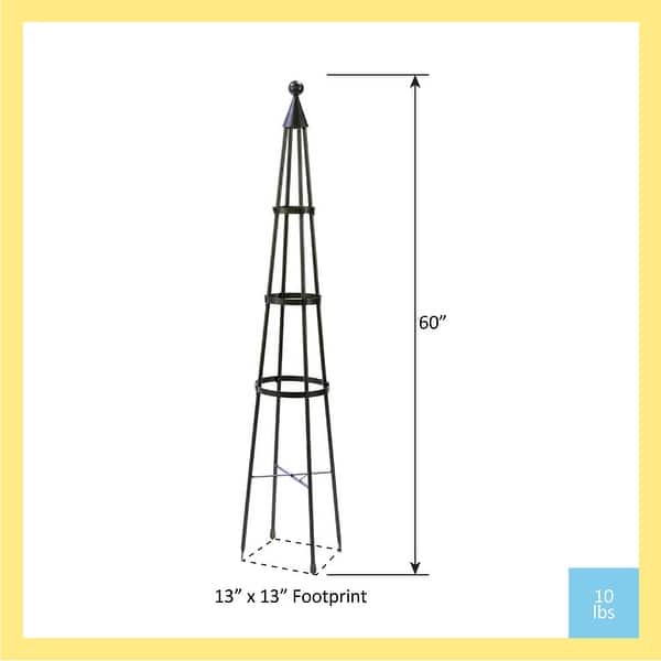 Achla Designs Obelisk Garden Trellis, 60 Inch Tall, Graphite Powder ...