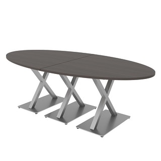 6 Person 8X4 Oval Conference Table with Metal Bases And Power Modules ...