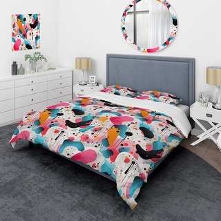 Designart "Artistic Paint Splash Dance III" Blue Modern Bedding Cover ...