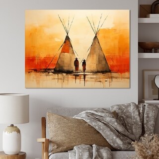 Designart "Yellow Native Tipi Rhythms Collage II" Native American Art ...