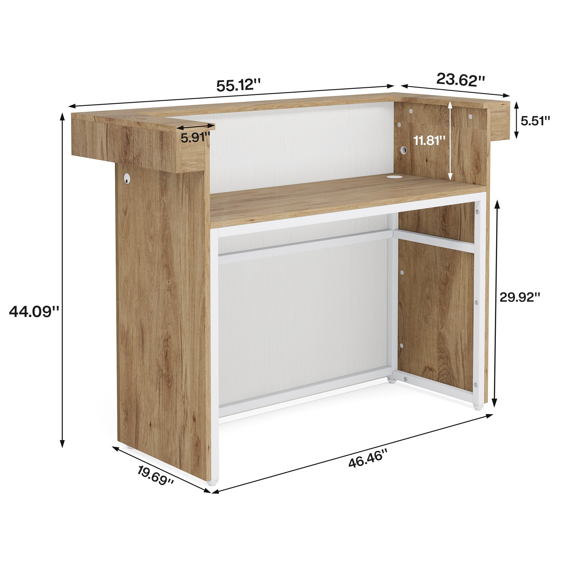 office reception table size