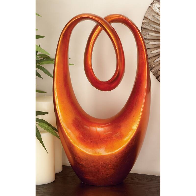 Artistic Polystone Swirl Abstract Sculpture - Orange or Red - Overstock ...