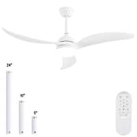 52" Propeller Modern Ceiling Fan with LED Light and Remote,White - 52 ...
