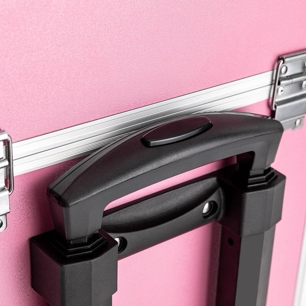 rolling makeup case pink