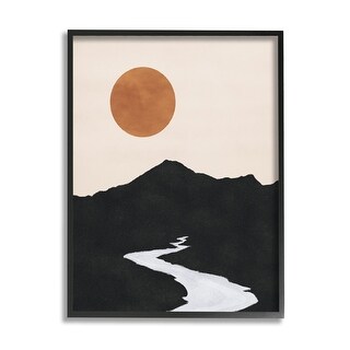 Stupell Receding Stream Into Distant Mountain Ochre Sun Framed Wall Art ...