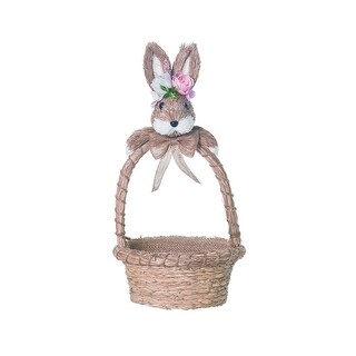 Transpac Natural fiber 14.17 in. Tan Easter Braided Bunny Basket - Bed ...