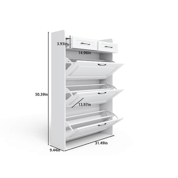 Freestanding Shoe Rack Storage Box with Flip Door, Modern Flip Bucket ...