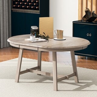 Round Wood Dining Table, Farmhouse Round Extendable Dining Table ...
