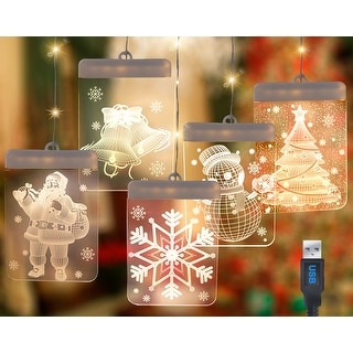 Christmas Window Lights - 3D Acrylic LED Hanging Decoration Curtain ...
