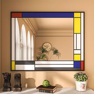 Organnice Rectangle Black Aluminum Frame Tempered Glass Wall-mounted ...