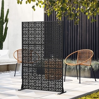 Charles Clover Black Privacy Screen Galvanized Freestanding Panel - 72 ...