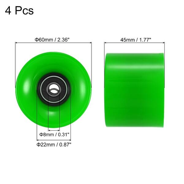 60mm Longboard Wheels with Bearings Skateboard Wheel 80A, Green Black ...
