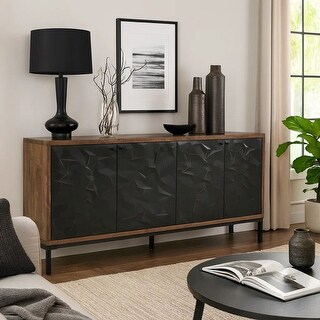 Anby Sideboard Console, 4 Doors, 2 Shelves, Black, Brown Wood 70 Inch ...